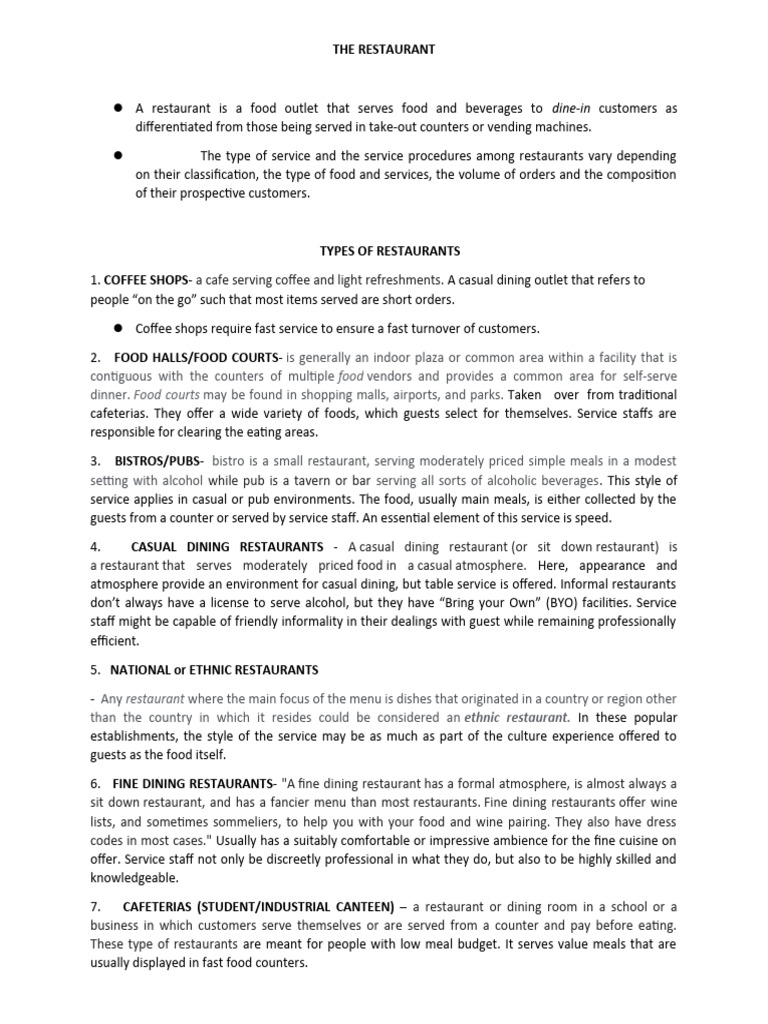 The Restaurant | PDF | Restaurants | Cuisine