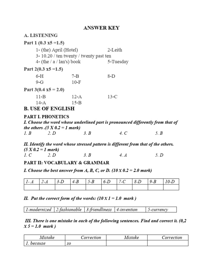 Key Test 1 | Download Free PDF | Linguistics | Human Communication