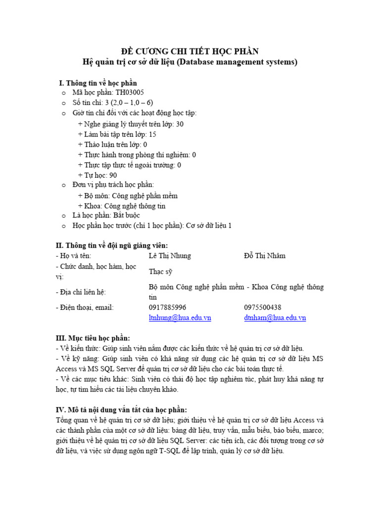 He Quan Tri Co So Du Lieu | PDF