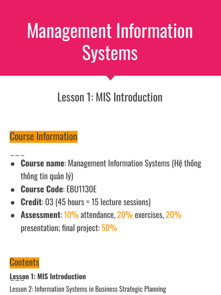 Lesson 1 - MIS Introduction | Download Free PDF | Information System ...