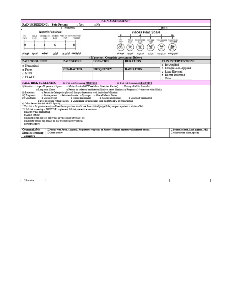 Fall Risk and Pain Screening in Physio | PDF | Screening (Medicine ...