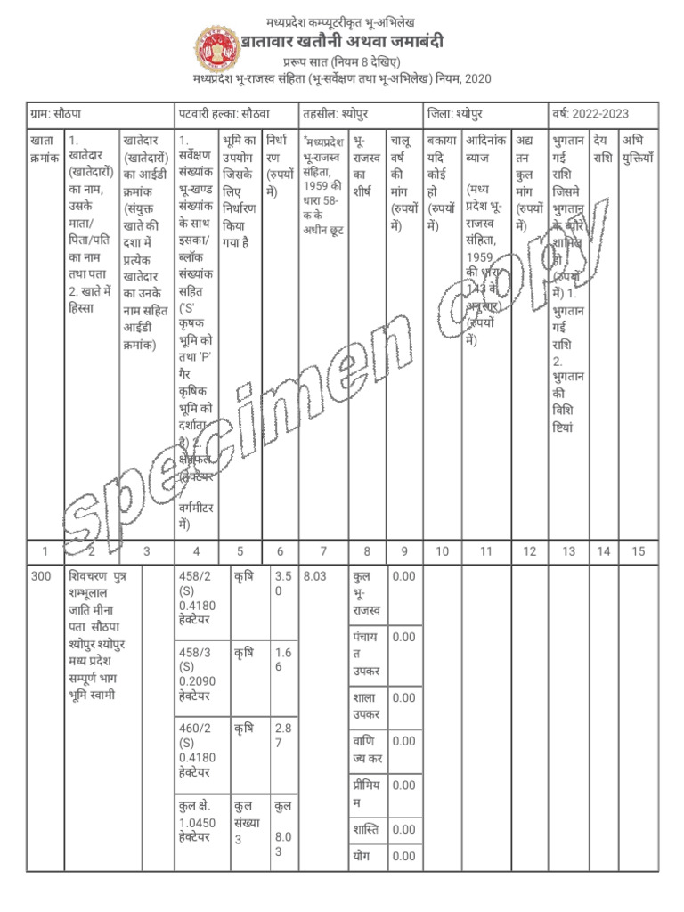 Khasra SC | PDF