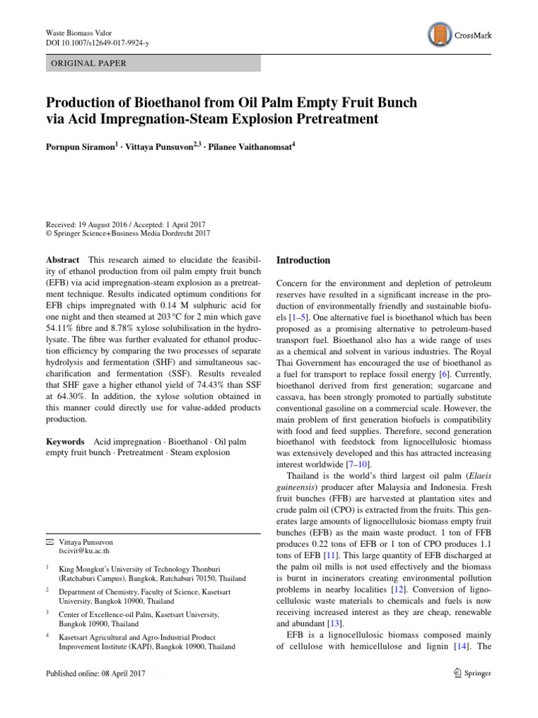 Bioethanol from Oil Palm Waste | PDF | Biofuel | Cellulose