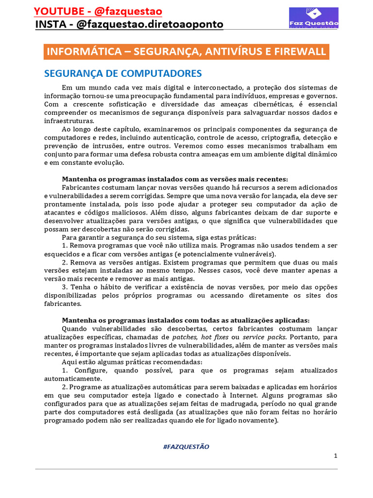 8-INFORMÁTICA - SEGURANÇA, ANTIVÍRUS e FIREWALL | PDF | Firewall ...