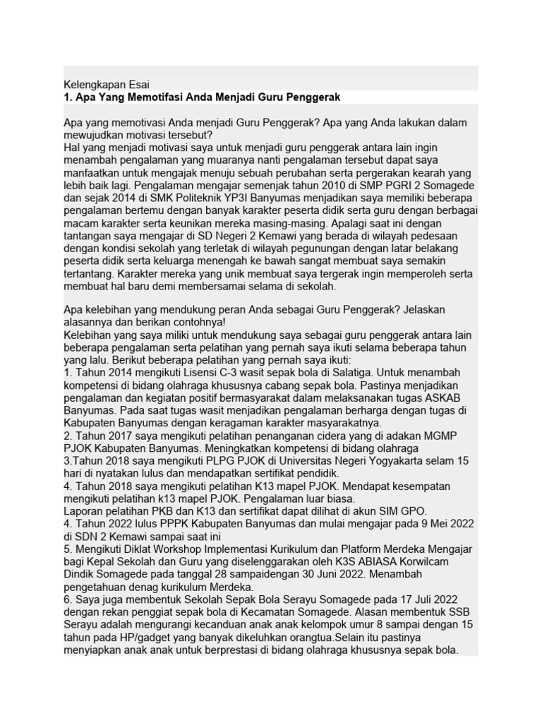 Kelengkapan Esai CGP | PDF