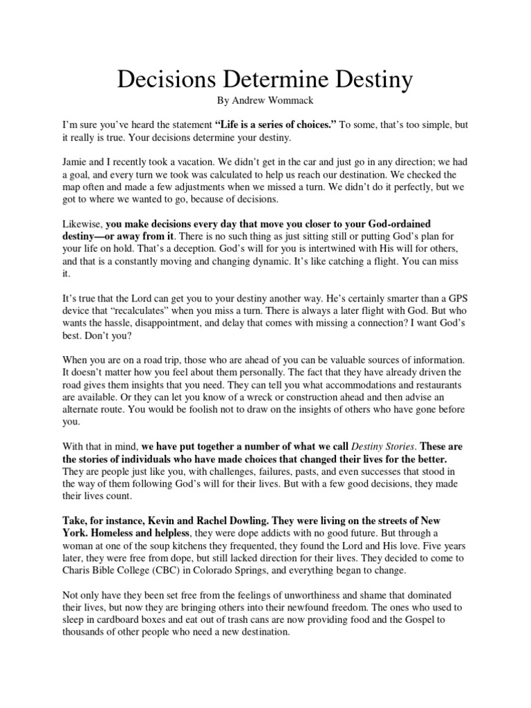 Decisions Shape Your Destiny | PDF | Gospels | Disciple (Christianity)
