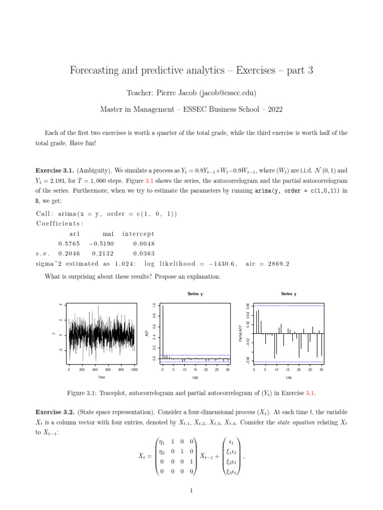 Forecasting Mim Exercises Part3 Pdf Autoregressive Integrated