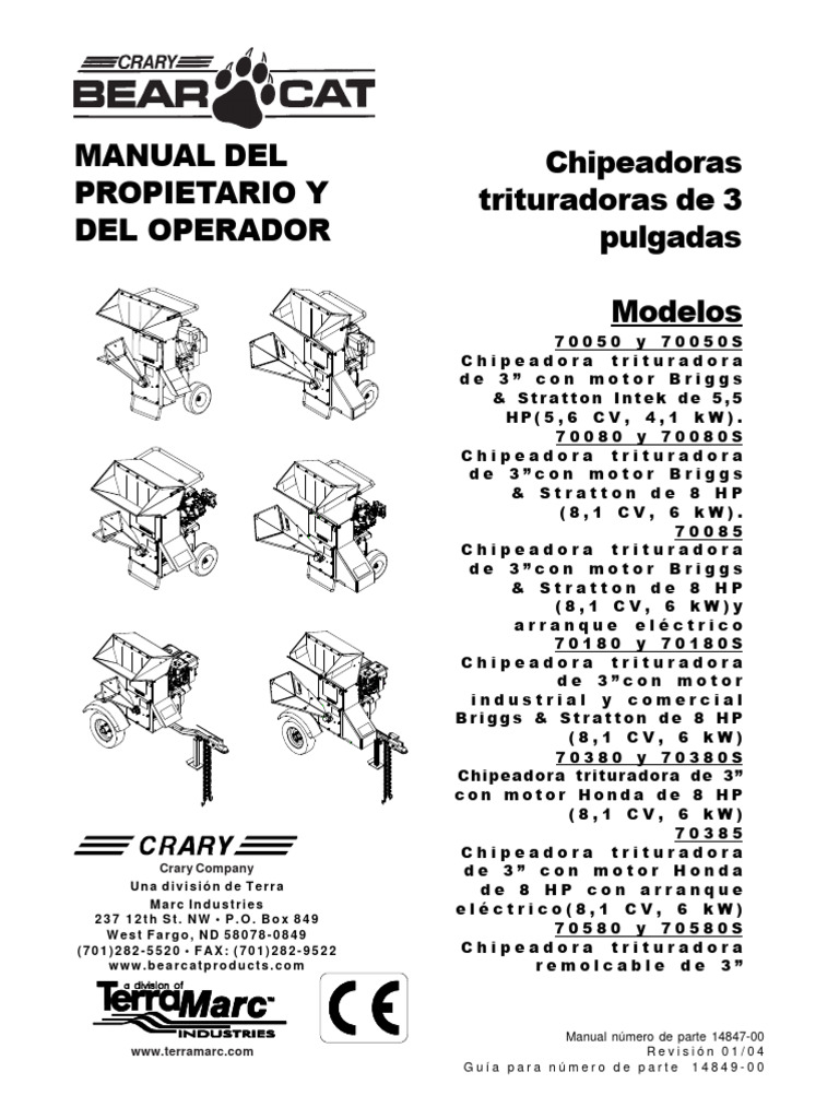 Manual Del Propietario Y Del Operador Chipeadoras Trituradoras de 3 ...