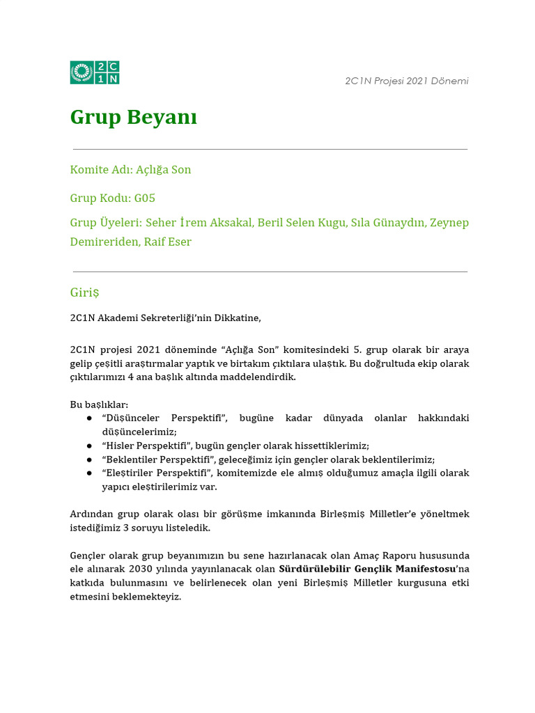 2C1N'21 Beyan Raporu | PDF
