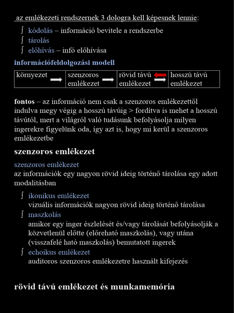 Emlékezet Jegyzet | PDF