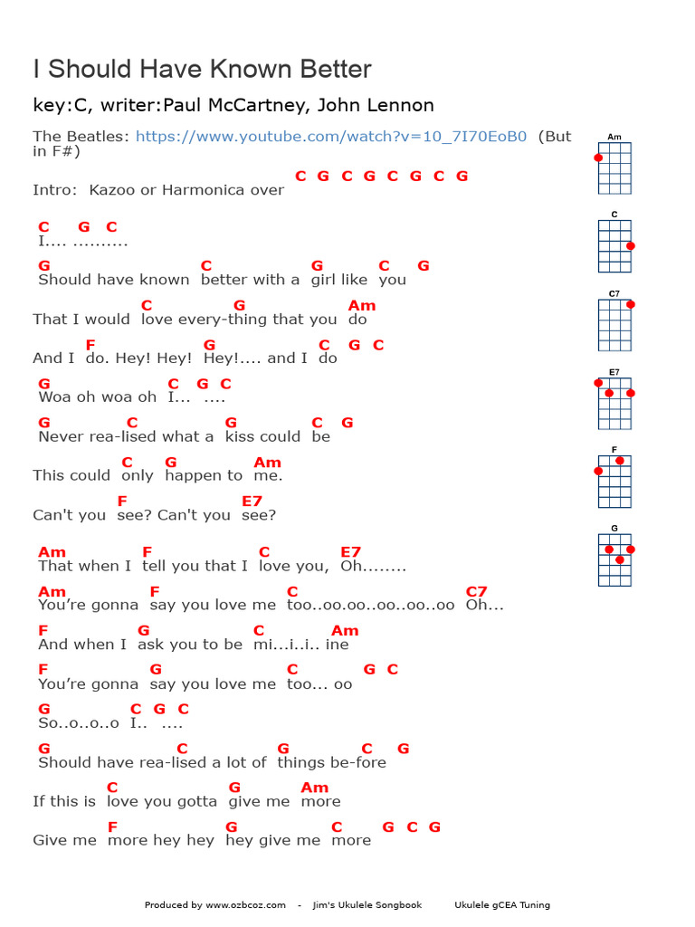 I Should Have Known Better | PDF | British Music | Rock Songs