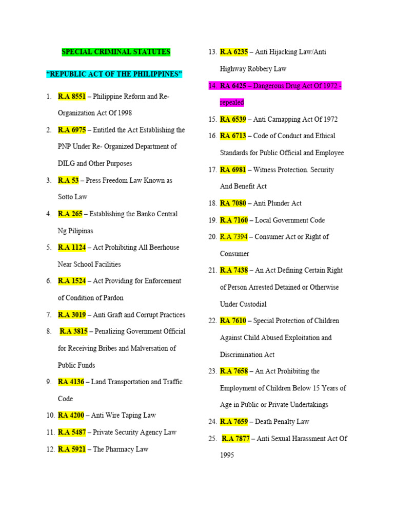 Special Criminal Statutes | PDF | Corruption | Crimes