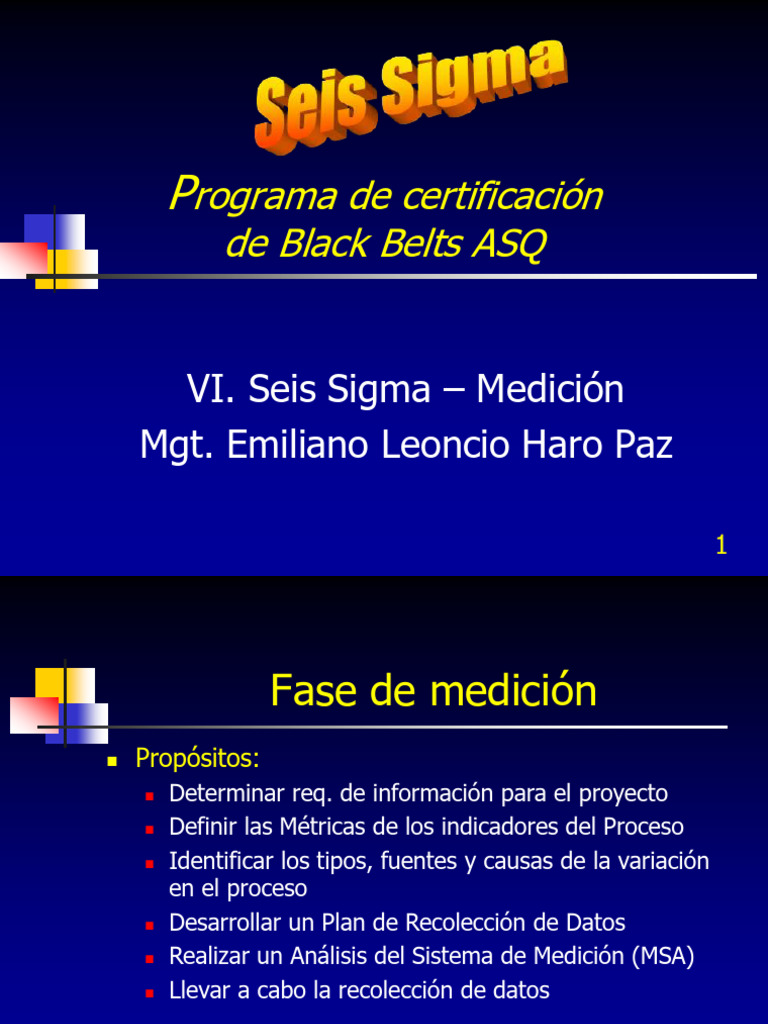 3.1 Programa de Cerficacion 6 Sigma Medicion | PDF | Lean Manufacturing | Medición