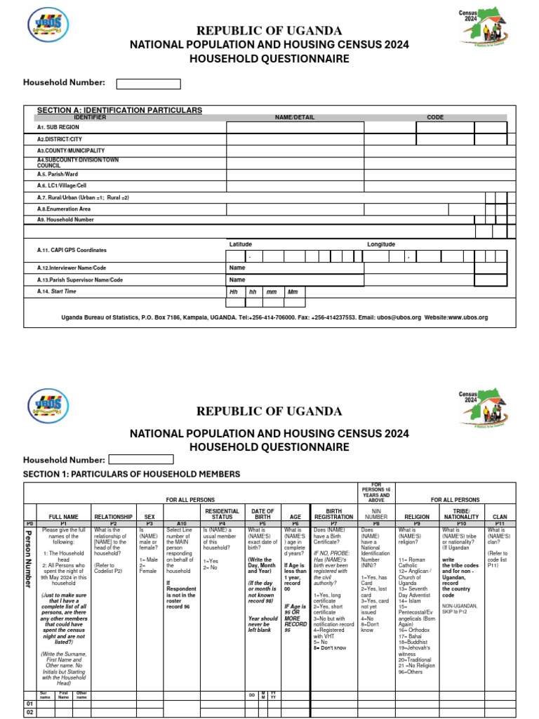 Household Questionnaires for Census | PDF | Feeling | Experience