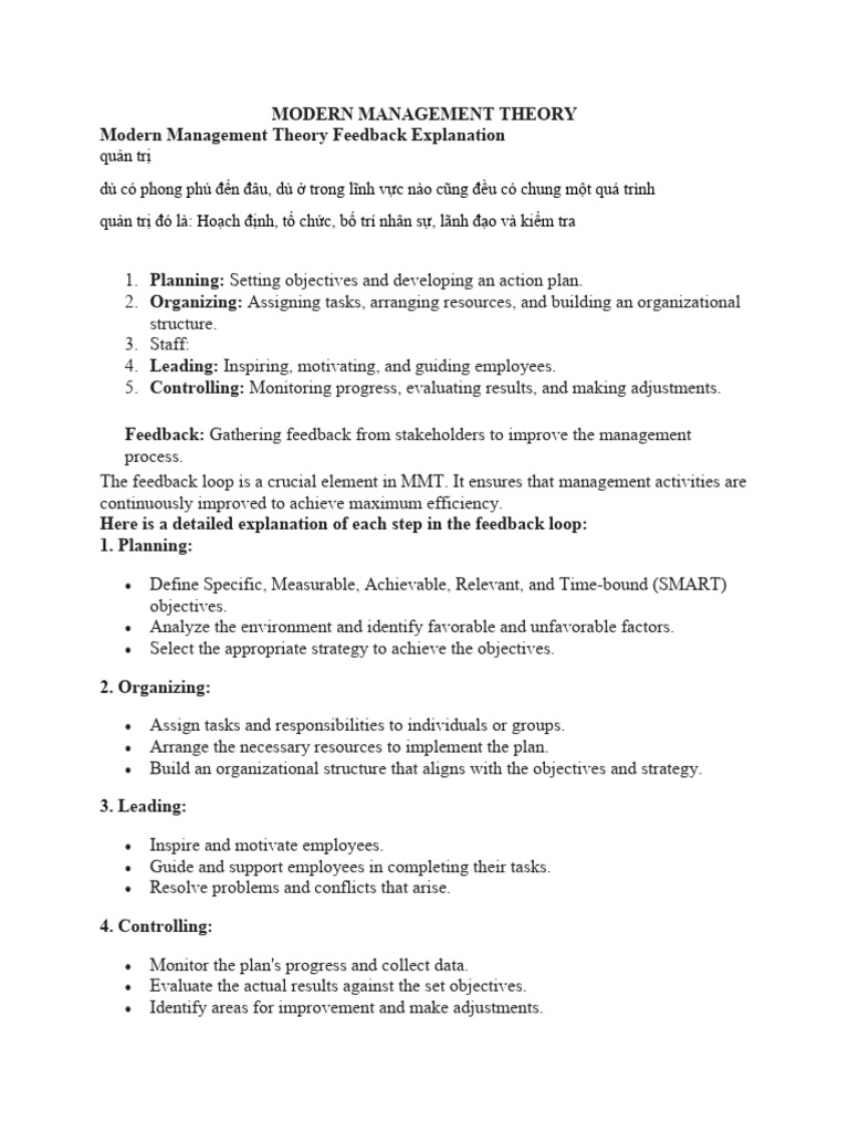 MODERN MANAGEMENT THEORY - Quản trị học | PDF | System | Governance