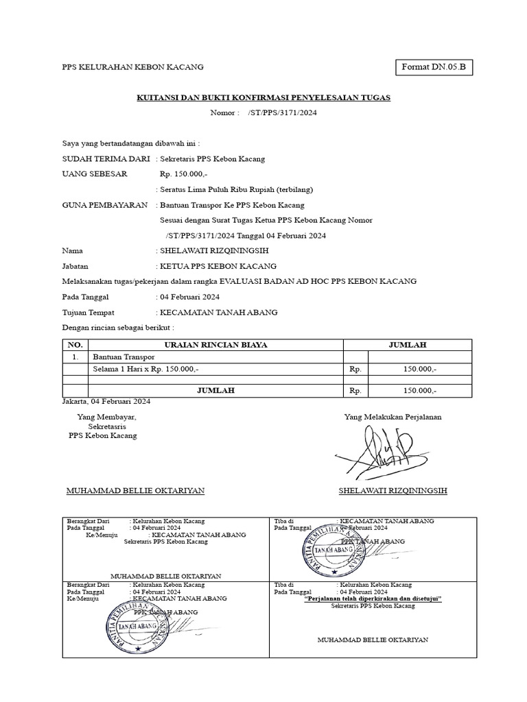Kuitansi Surat Tugas | PDF