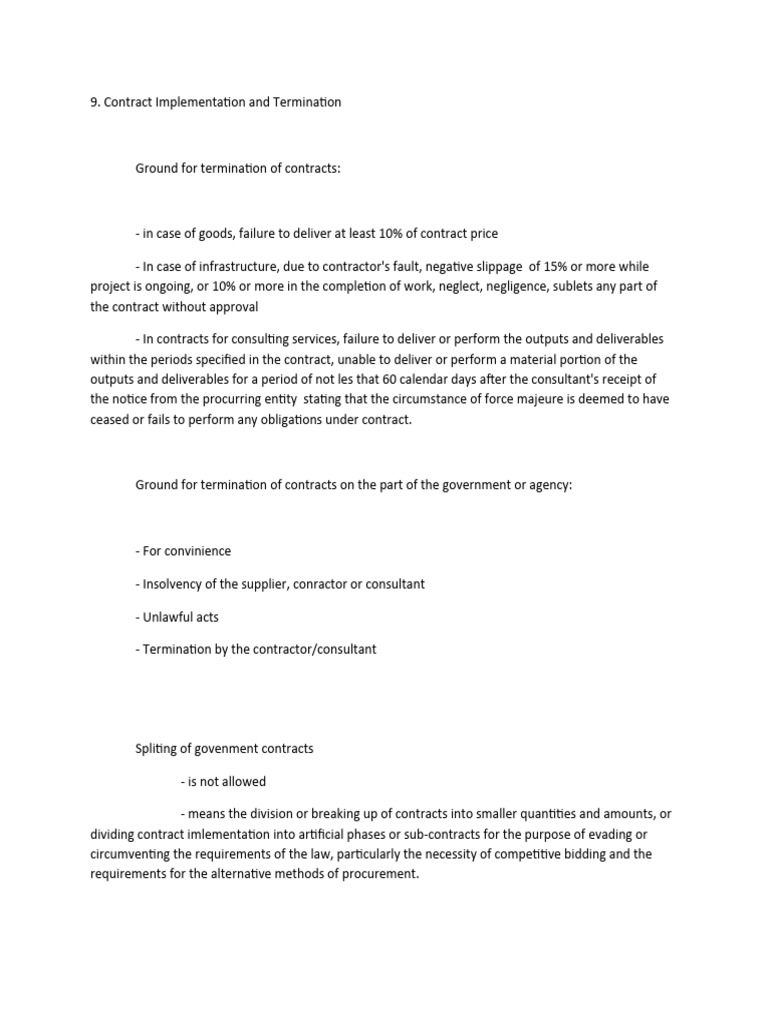 Contract Implementation and Termination | PDF | Procurement | Business