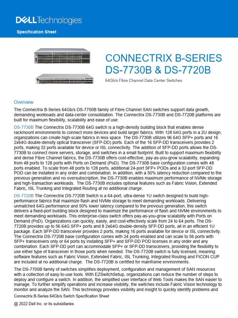 h18424 Connectrix B Series Ds 7700b Ss | PDF | Network Switch | Computer Science