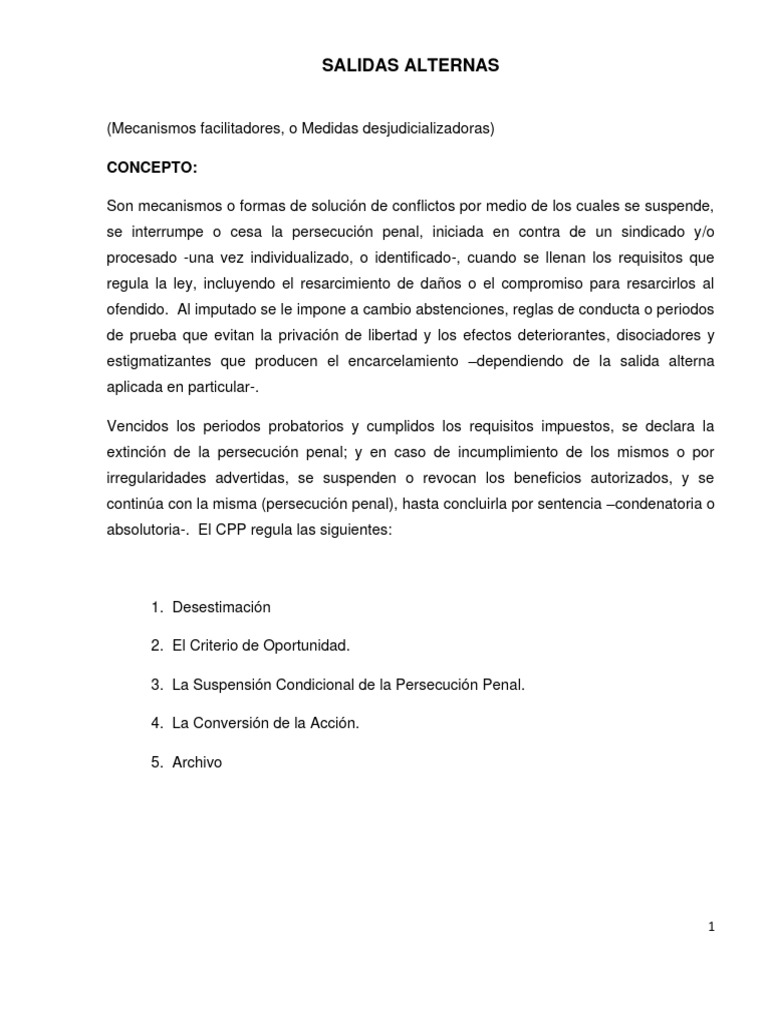 Resumen de Salidas Alternas Procesales | PDF | Castigos | Queja