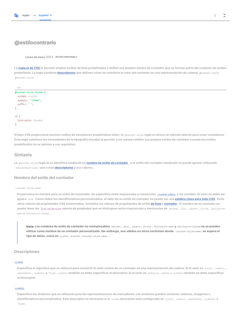 @counter-Style - CSS - Hojas de Estilo en Cascada - MDN | PDF ...