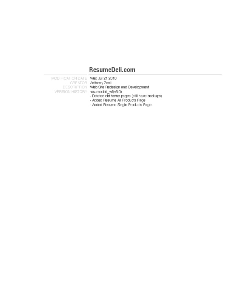 Resume Deli Website Redesign Wireframes | PDF | Résumé | Websites