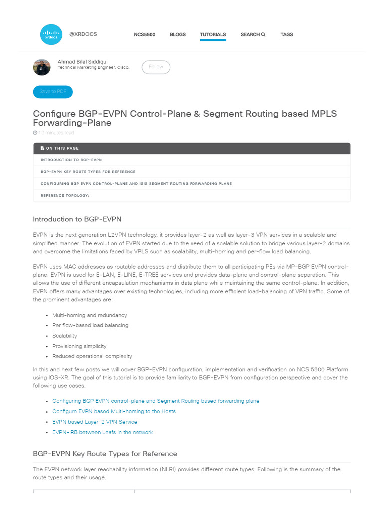 Xrdocs Io ncs5500 Tutorials BGP Evpn Configuration Ncs 5500 Part 1 | PDF | Networking ...