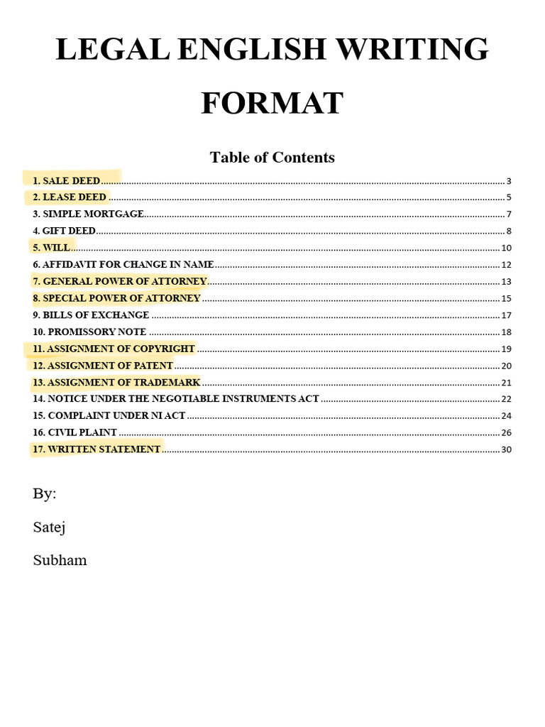 Legal English Writing Formats | Download Free PDF | Lease | Assignment ...
