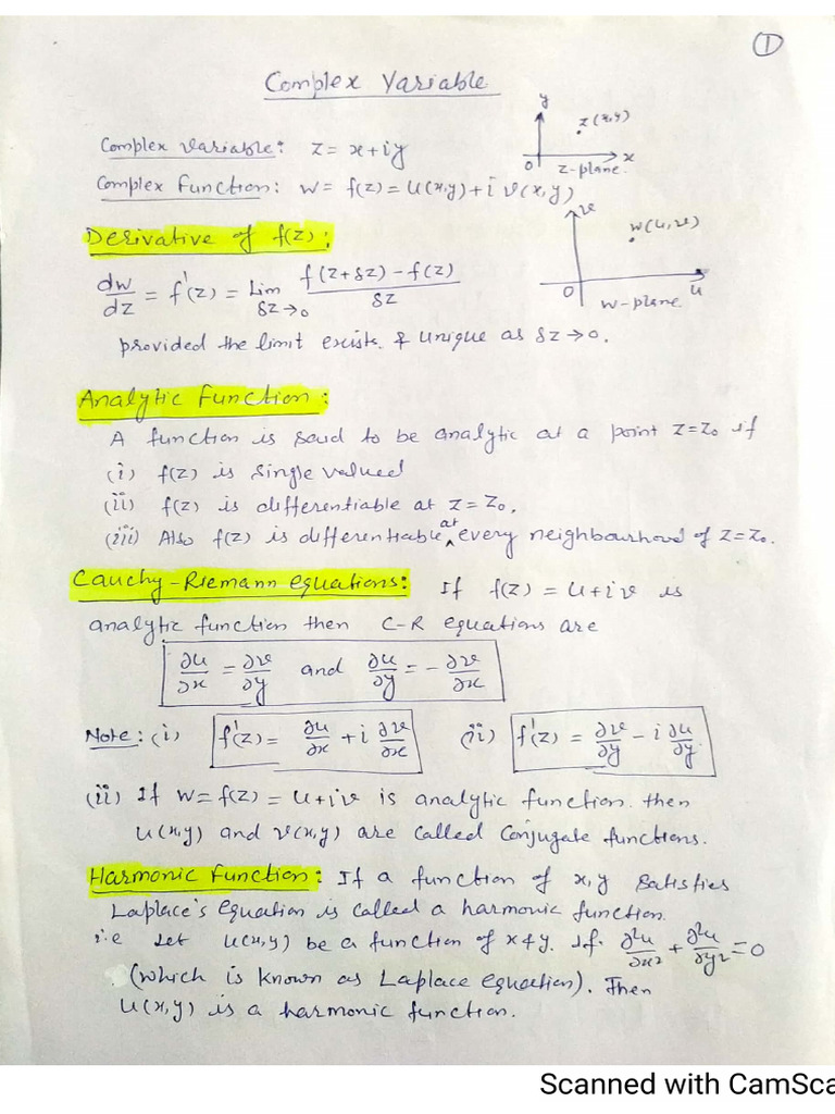 Complex Variable - Differentiation | PDF