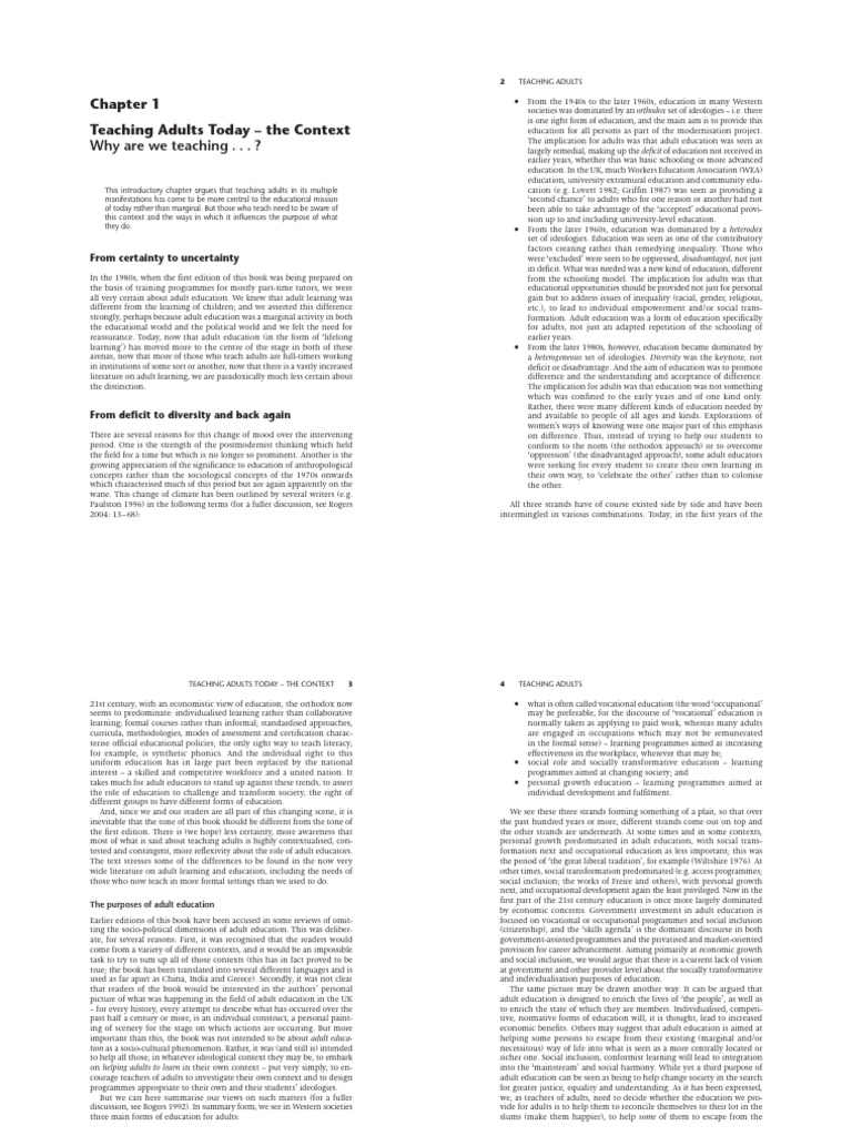 Teaching Adults - Chapter 1 | PDF | Adult Education | Learning