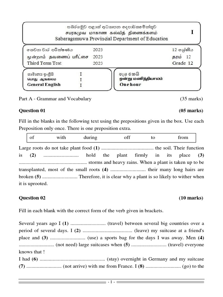 General English Part 01 - Grade 12 | PDF | Extinction | Human Impact On ...