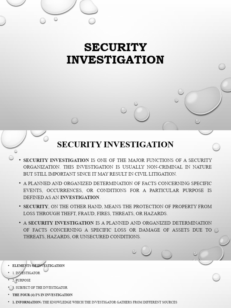 Security Investigation Overview and Guidelines | PDF | Information ...