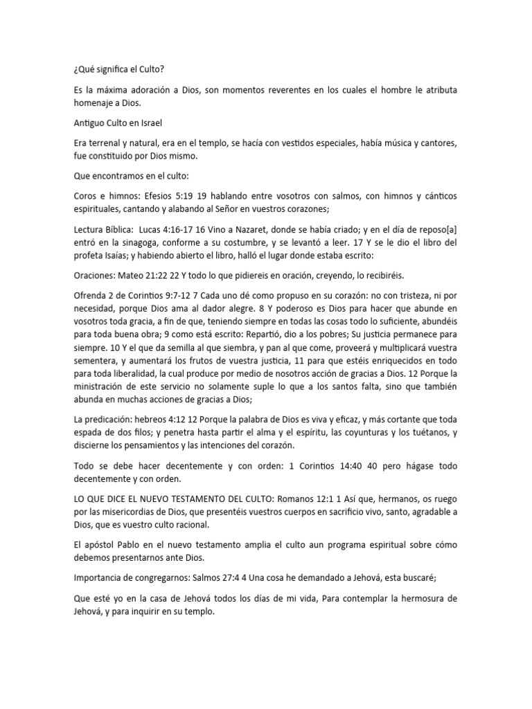 Qué significa el Culto | PDF | Oración | orador del Señor