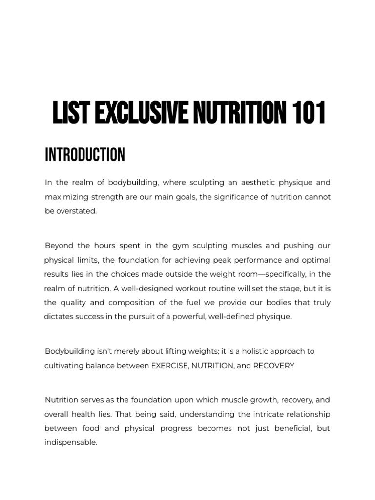 VIP List Exclusive - Nutrition 101 Guide | PDF | Diet & Nutrition | Dietary Fiber