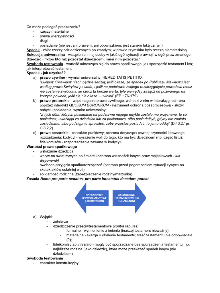 Wykład - Prawo Rzymskie - Prawo Spadkowe 29.10 - 5.11 - 19.11 - 26.11 | PDF