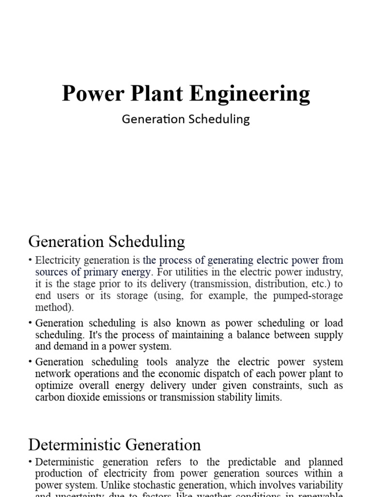 Power Plant Generation Scheduling Guide | PDF | Electricity Generation ...
