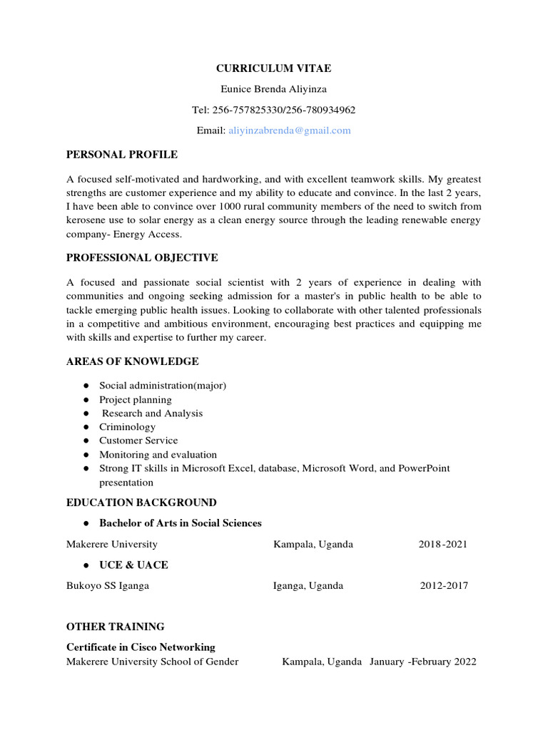 CV-Eunice Brenda | PDF