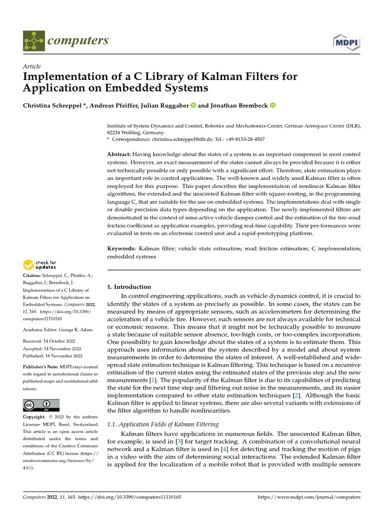 C Kalman Filter | PDF | Kalman Filter | Computer Science