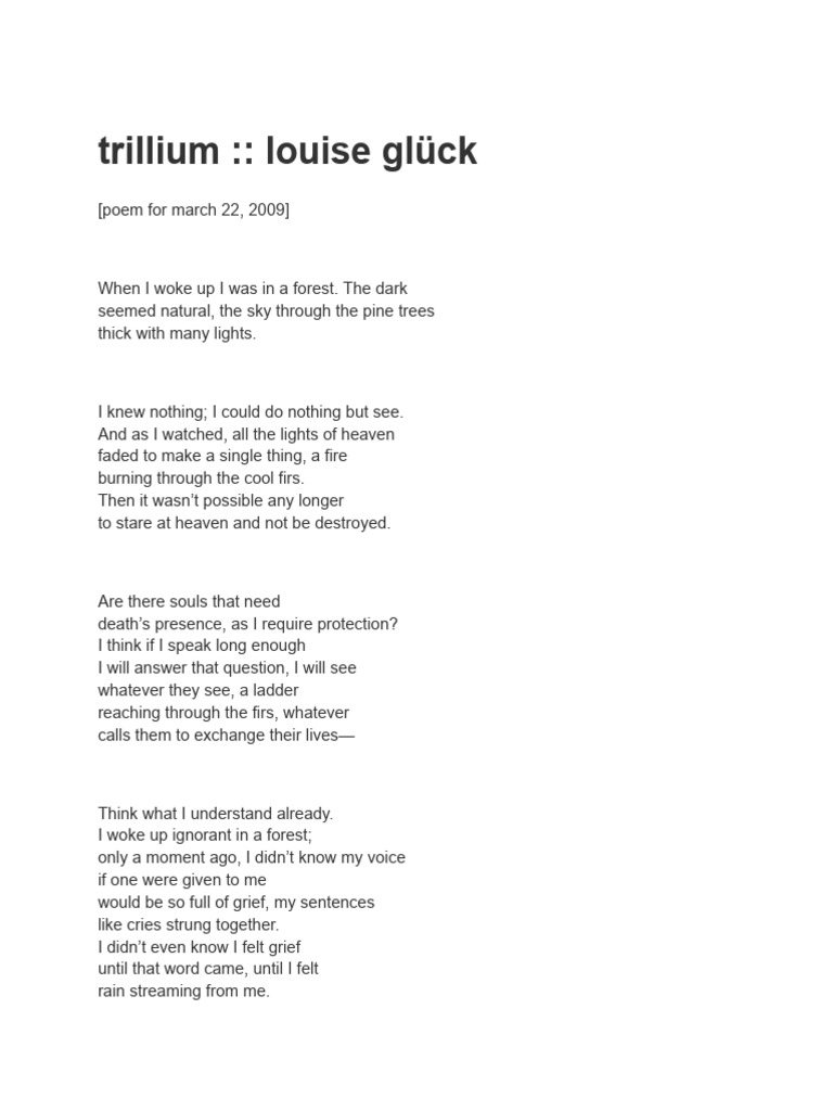 Louise Gluck Poemspdf | PDF | Trees
