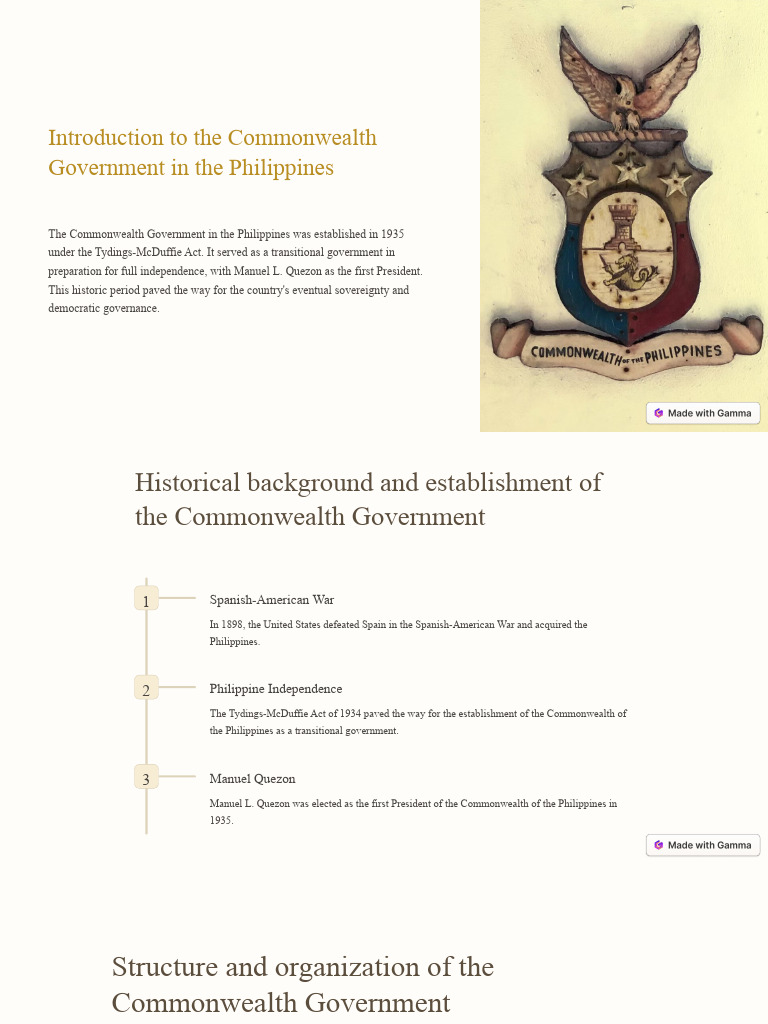 Overview of the Philippine Commonwealth Government | PDF | Separation ...