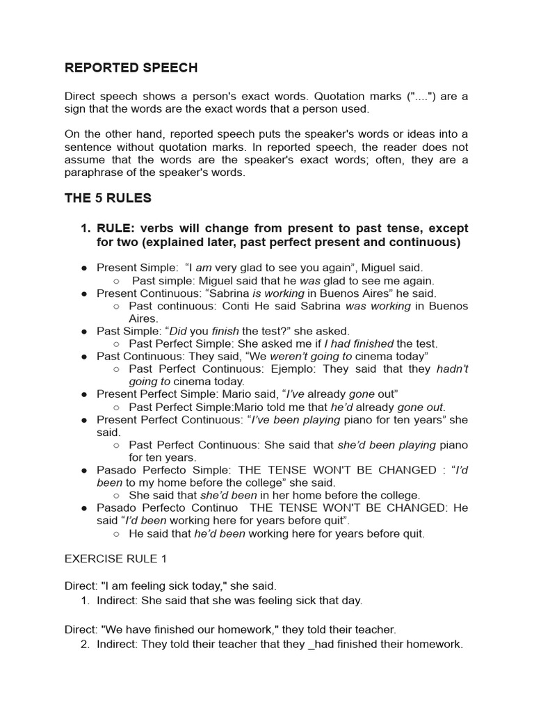 Reported Speech | PDF | Grammar | Language Mechanics