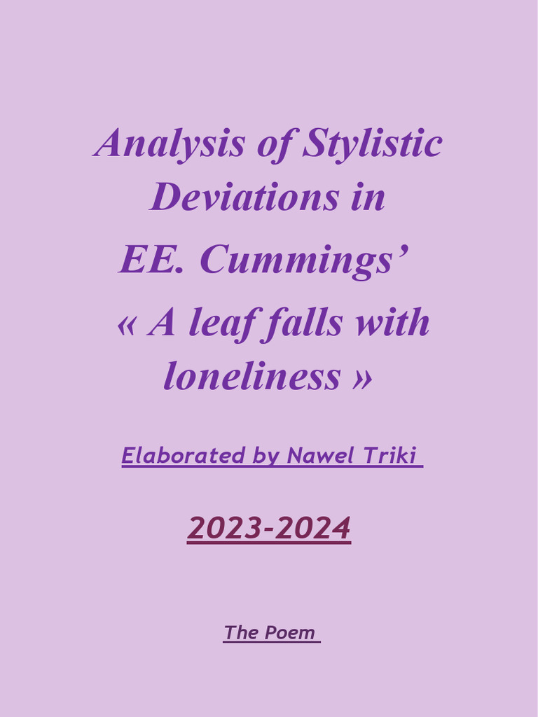 Stylistic Deviation of EE Cummings | PDF | Semantics | Poetry