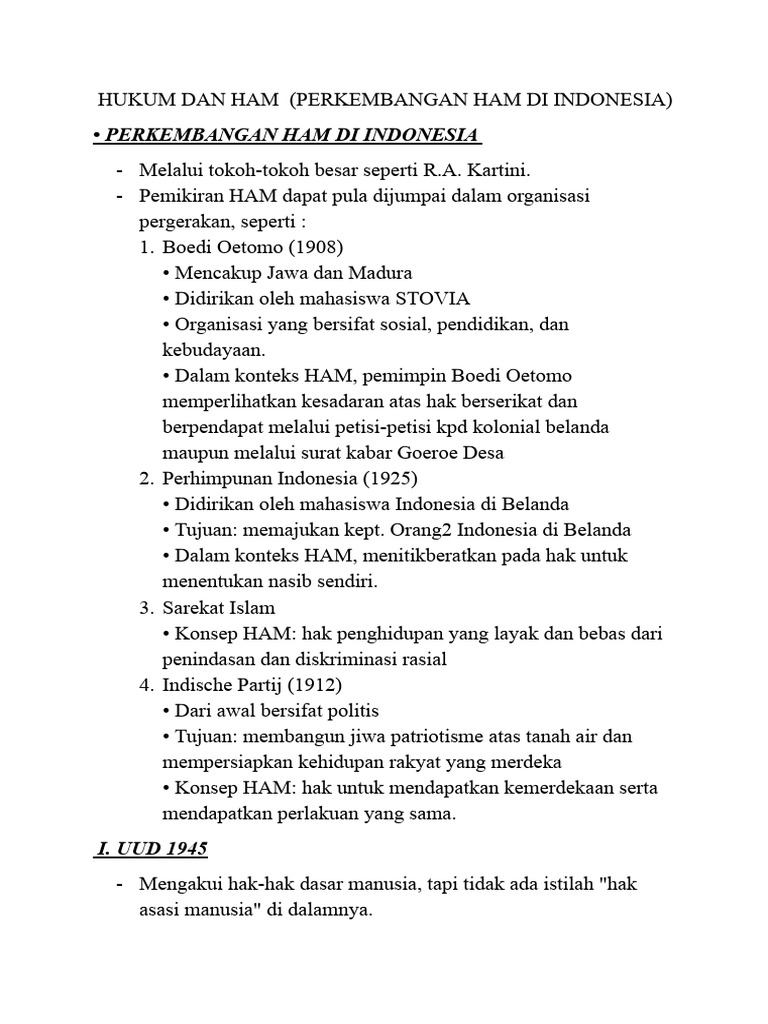 Hukum Dan Ham (Perkembangan Ham Di Indonesia) | PDF