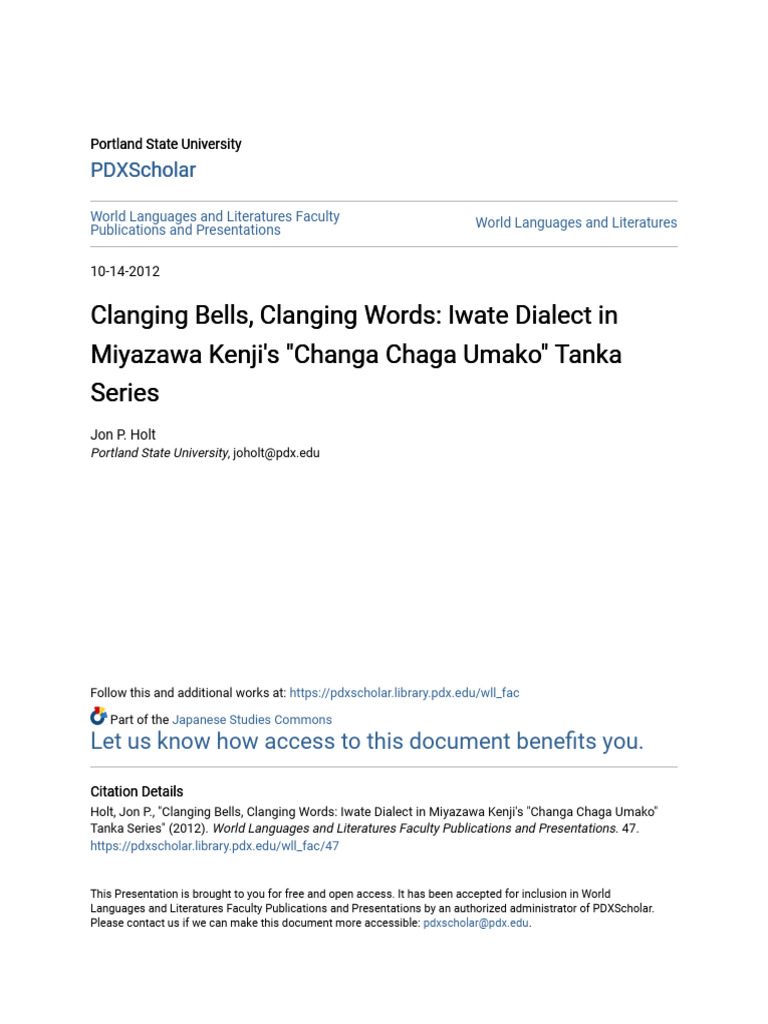 Clanging Bells Clanging Words - Iwate Dialect in Miyazawa Kenjis | PDF ...