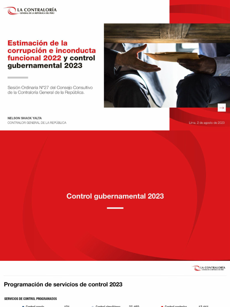 Control Gubernamental 2023 y Estimación de La Corrupción e Inconducta Funcional 2022 | PDF