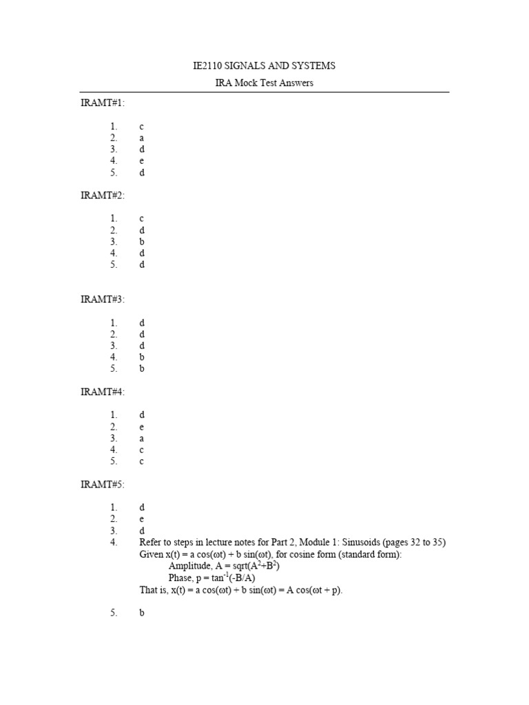IRA Mock Test Answer Key | PDF