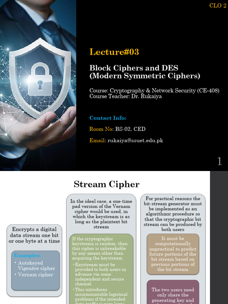 Lecture#03-BLock Cipher and Data Encryption Standard | PDF | Cryptography | Encryption