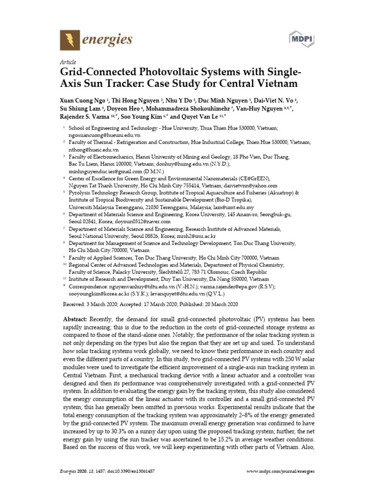 Grid Connected Photovoltaic Systems With Single Axis Sun Tracker Pdf