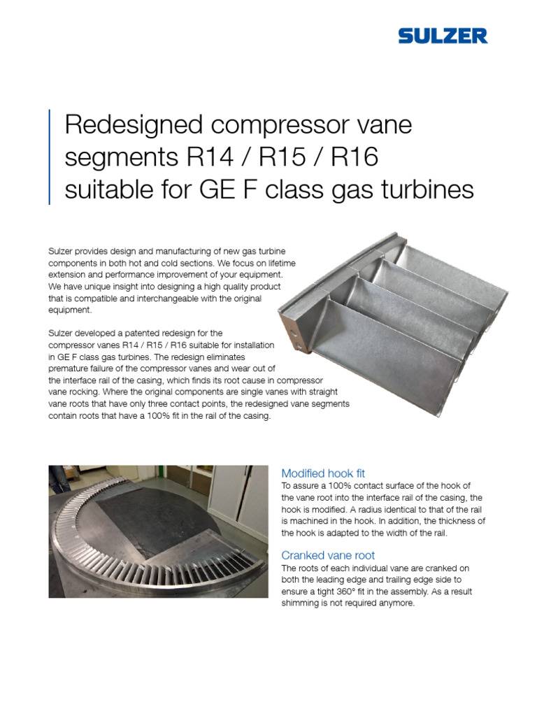 Redesigned Compressor Vane Segments r14 r15 r16 E10636 | PDF | Gas ...