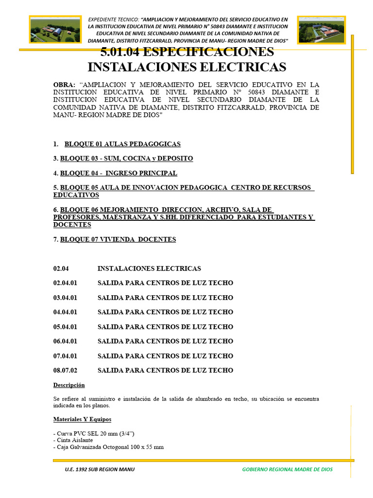 Especificaciones Tenicas Instalaciones Electricas | PDF | Lámpara fluorescente | Fundación ...