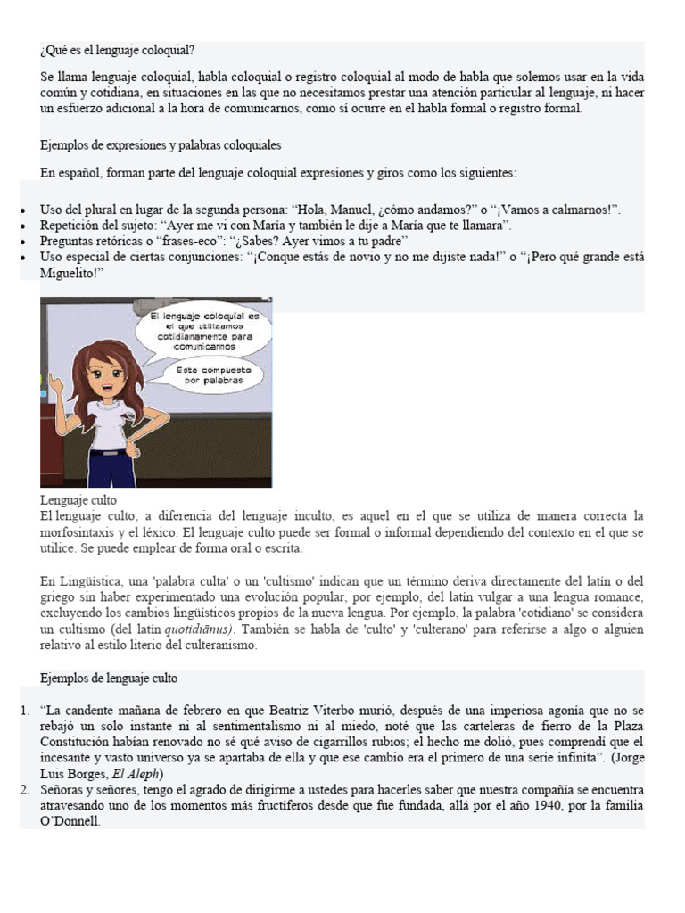 Lenguaje Coloquial Qué Es El Registro INFORMAL De La Lengua Con